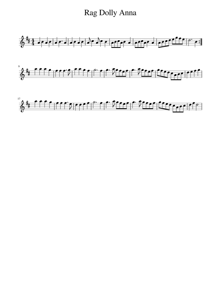 Rag Dolly Anna Sheet music for Piano (Solo) Easy | Musescore.com