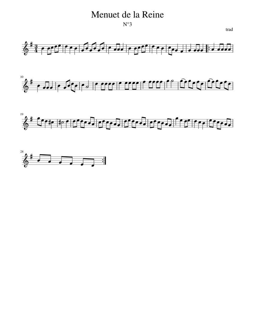 Traditional music - Menuet de la Reine - piano tutorial