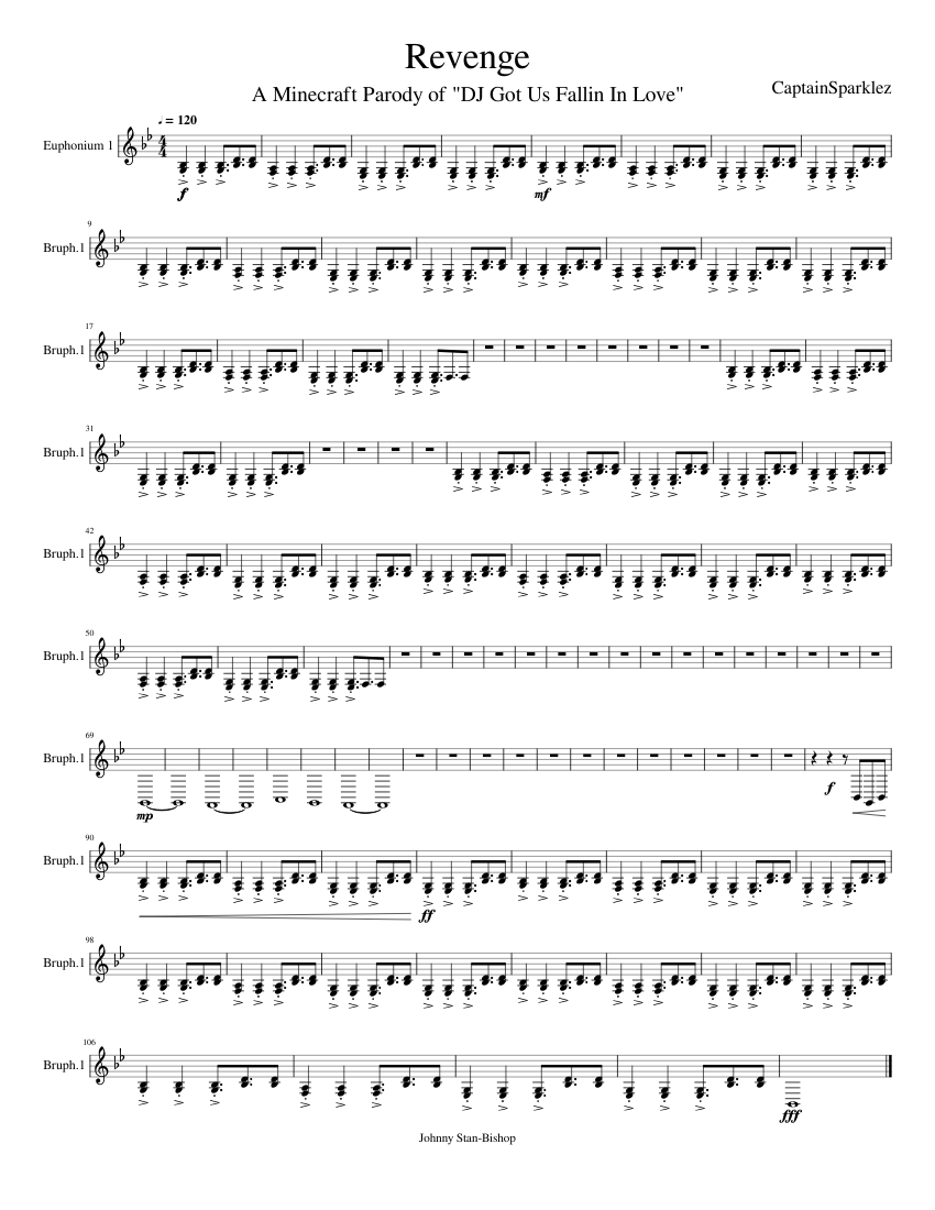 Revenge Minecraft Euphonium 1 Sheet Music for Baritone horn (Solo ...