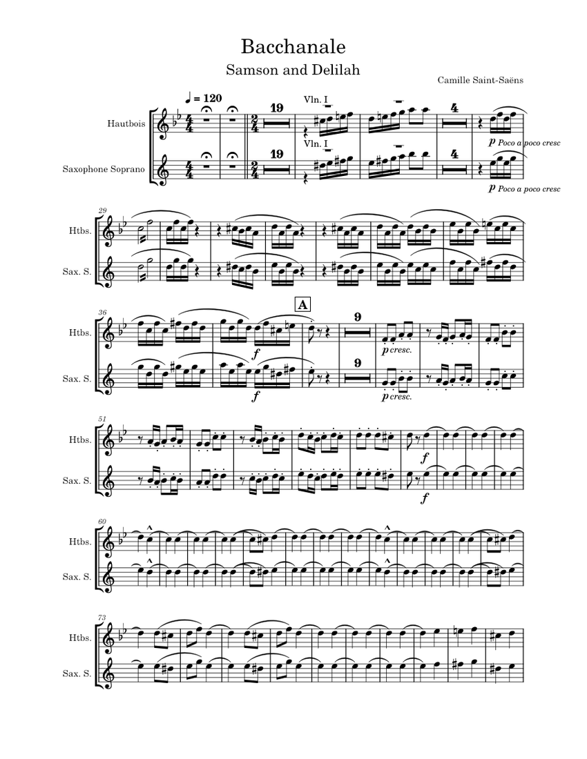 Bacchanale Sanson and Daelila Sheet music for Oboe, Saxophone soprano (Woodwind Duet ...