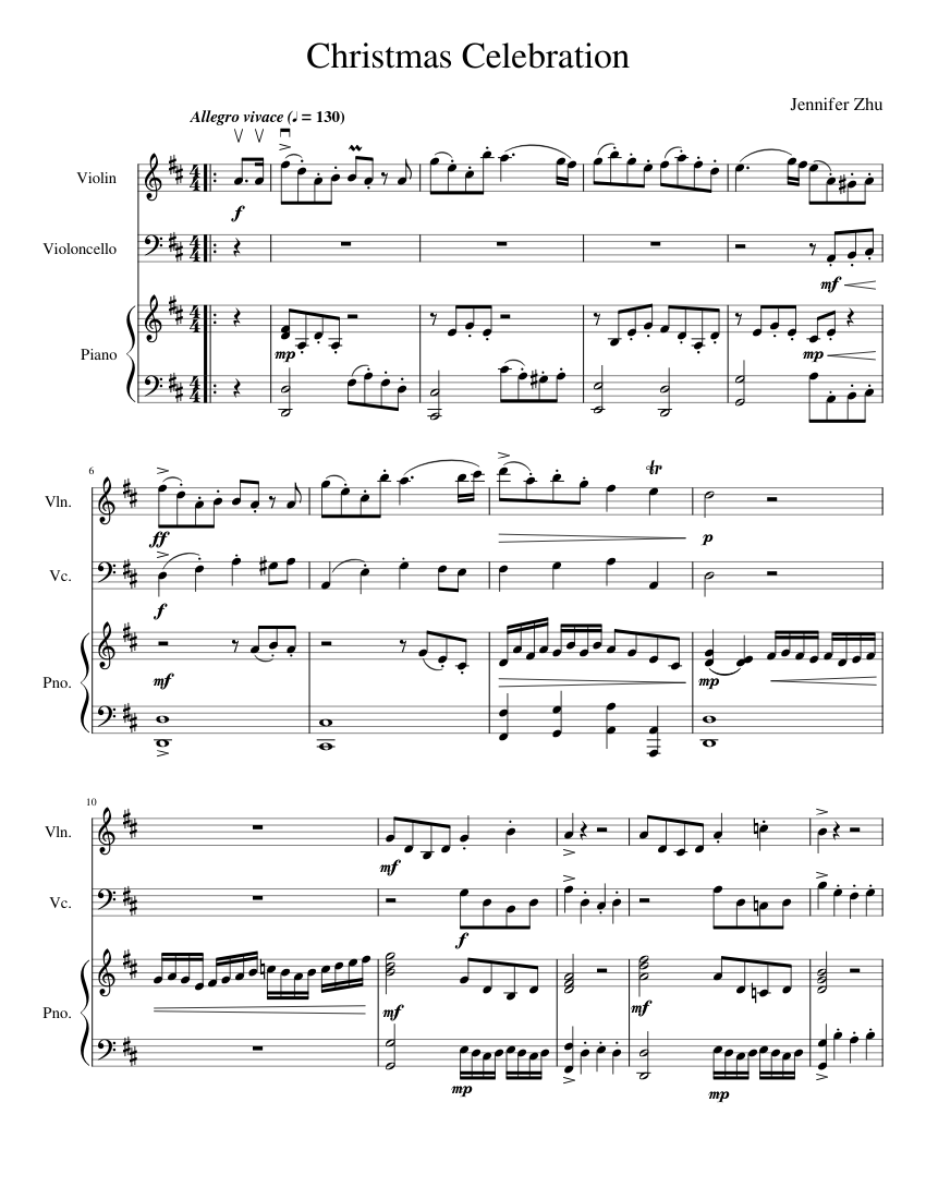 Christmas Celebration Sheet music for Piano, Violin, Cello (Piano Trio ...
