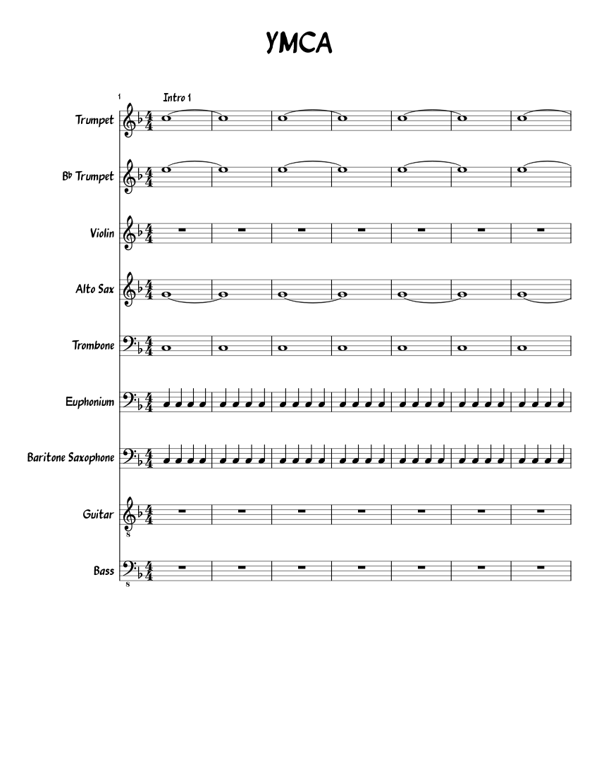 YMCA Sheet music for Trombone, Euphonium, Saxophone alto, Saxophone ...