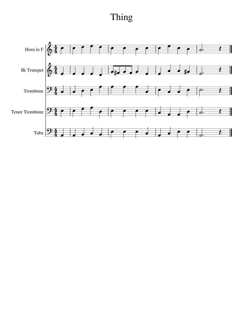 Thing Sheet music for Trombone, Tuba, Trombone tenor, Trumpet in b-flat ...