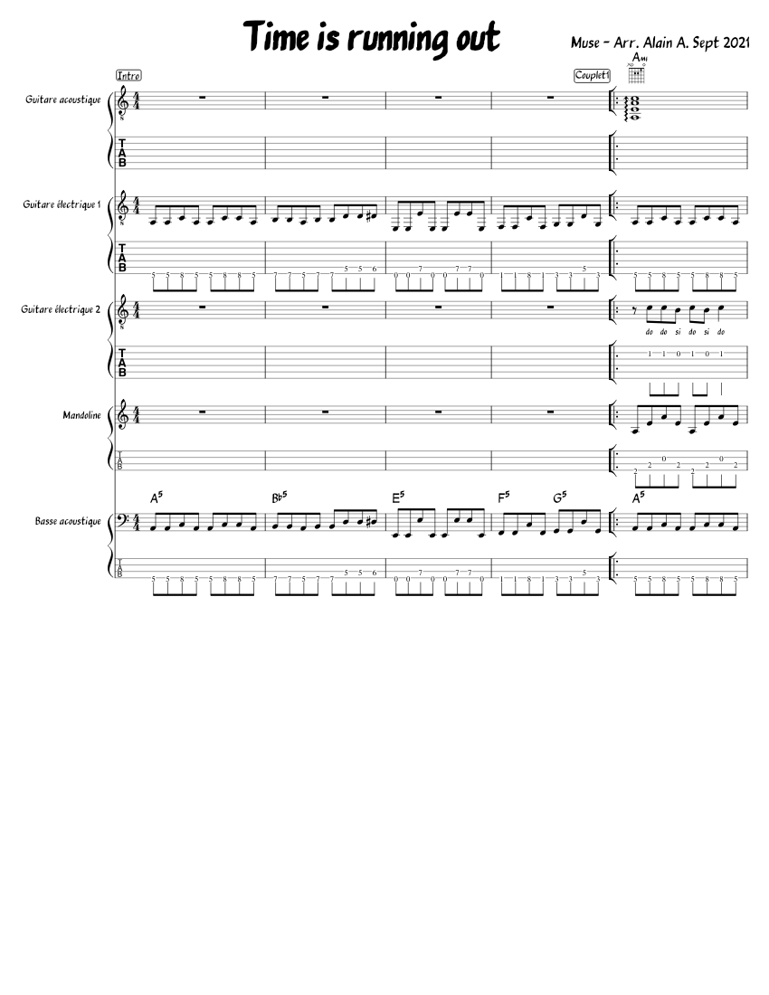 Time is running out – Muse Sheet Music for Guitar, Bass guitar ...