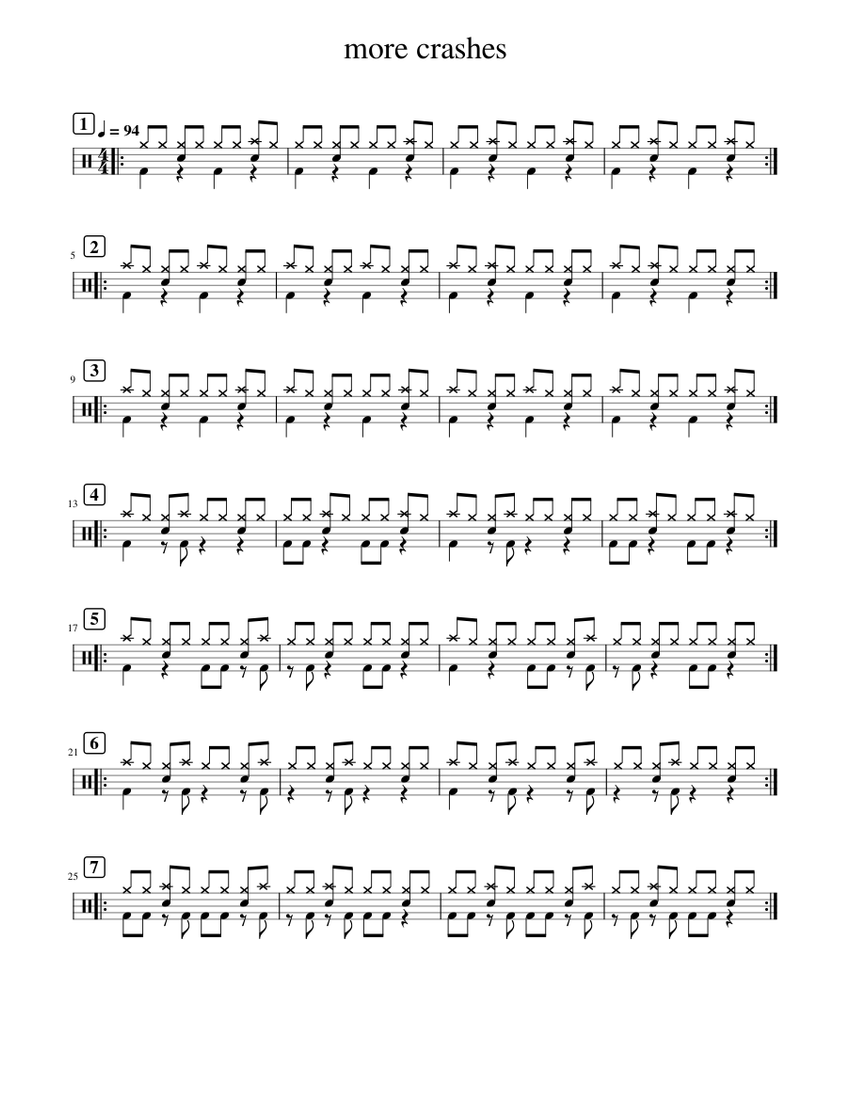 more crashes Sheet music for Drum group (Solo) | Musescore.com