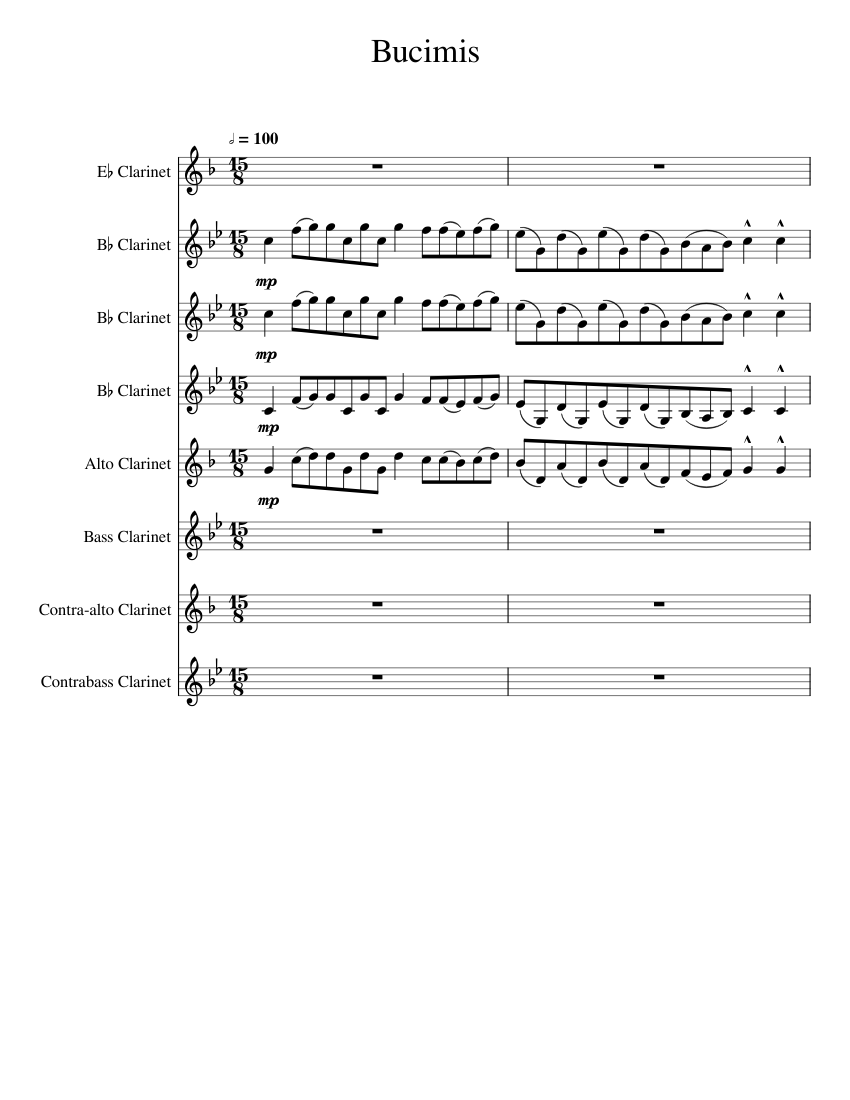 Bucimis Sheet Music for Clarinet in e-flat, Clarinet in b-flat ...