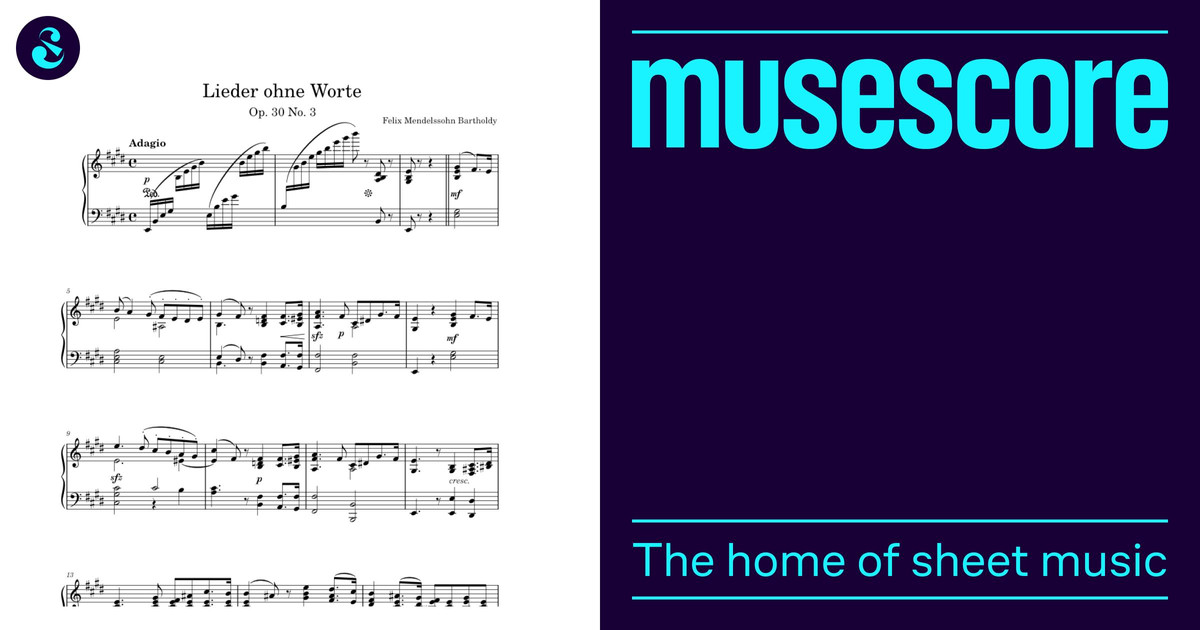 Songs without words Op. 30 No. 3. – Felix Mendelssohn Sheet music for ...