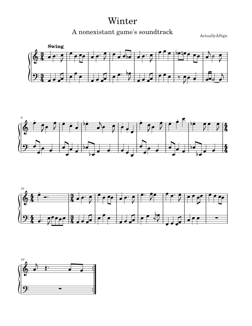 Winter Sheet music for Piano (Solo) Easy | Musescore.com