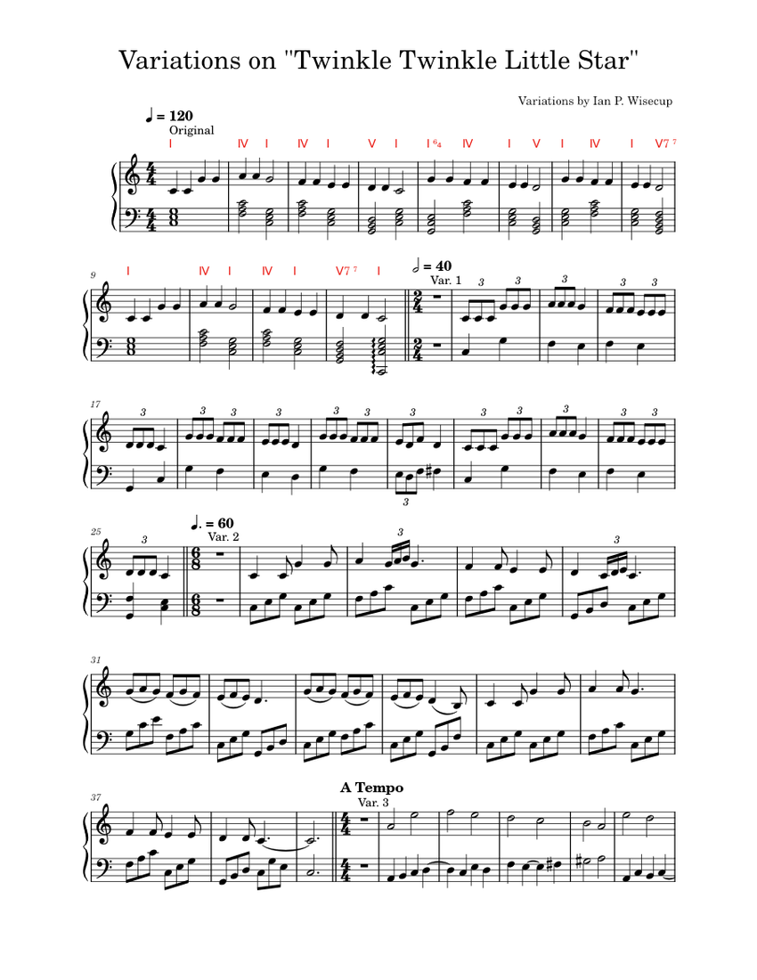 Twinkle Twinkle Little Star – Wolfgang Amadeus Mozart Variations on ...
