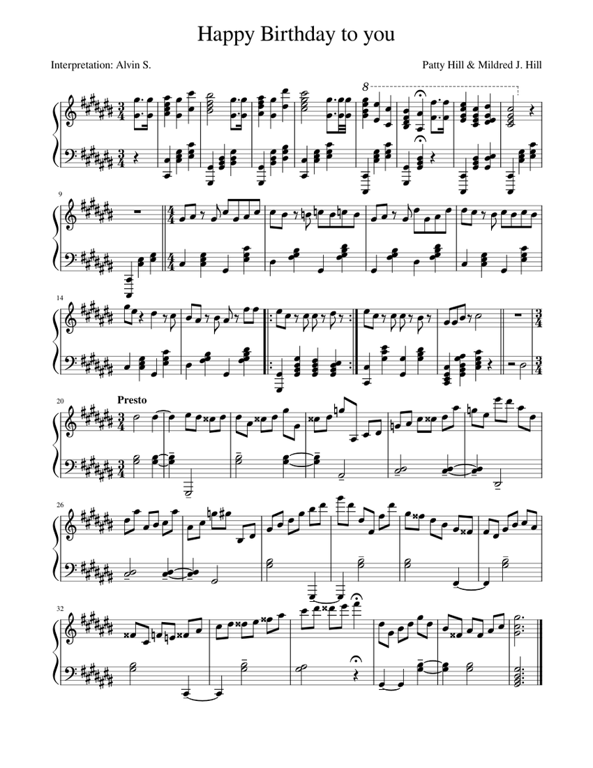 Happy Birthday to You Sheet Music for Piano (Solo) | MuseScore.com