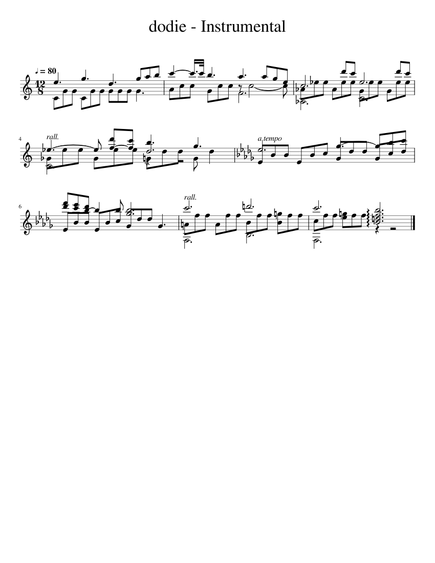 dodie - Instrumental Sheet Music for Piano (Solo) easy | MuseScore.com