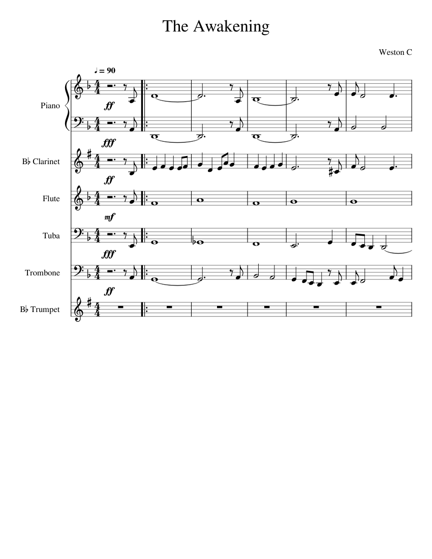 The Awakening Sheet music for Piano, Trombone, Tuba, Flute & more ...