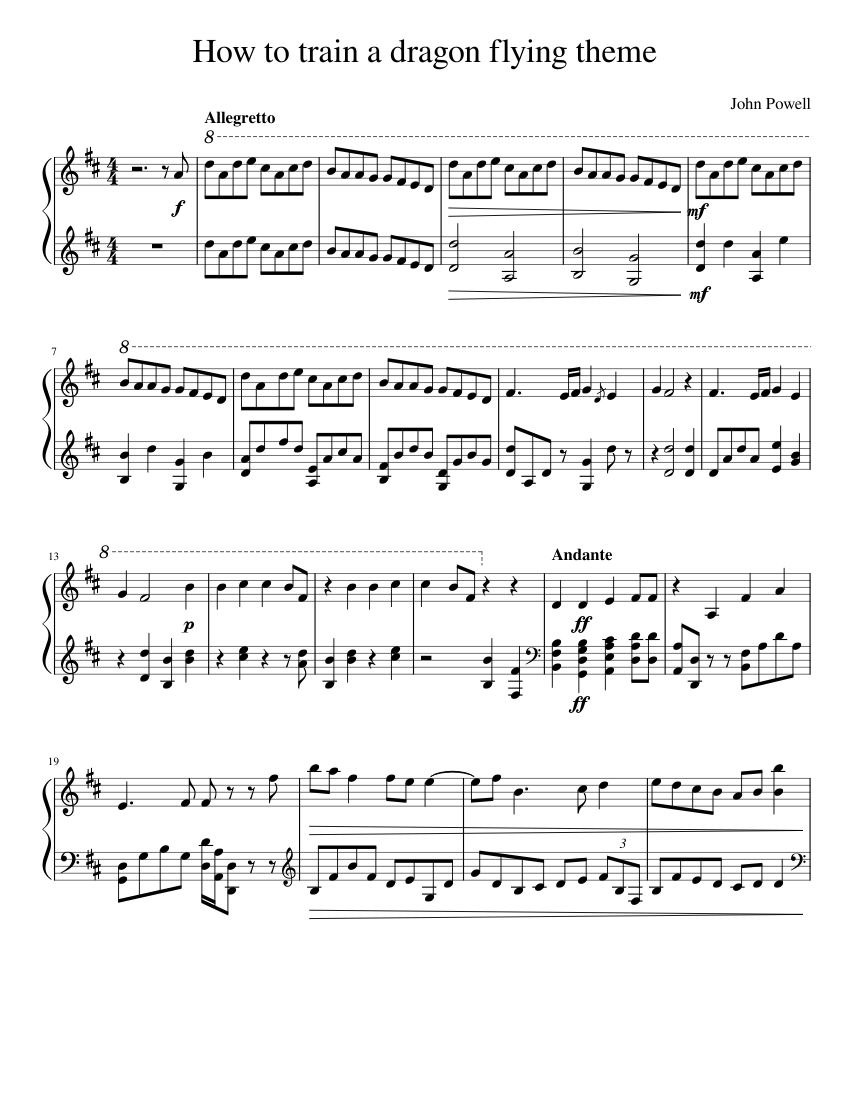 How to train a dragon flying theme Sheet music for Harp (Solo ...