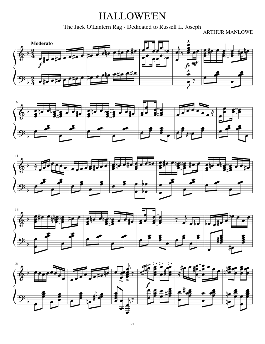 HALLOWE'EN (Jack O'Lantern Rag) Sheet music for Piano (Solo ...