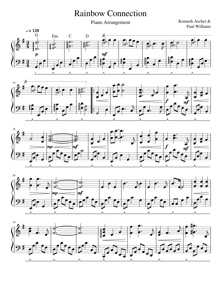 Rainbow Connection Sheet Music for Piano (Solo) easy | MuseScore.com