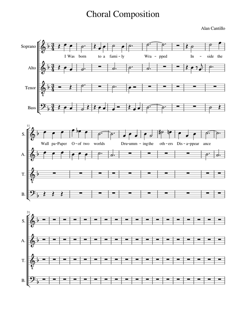 Choral Composition 2 Sheet music for Soprano, Alto, Tenor, Bass voice ...