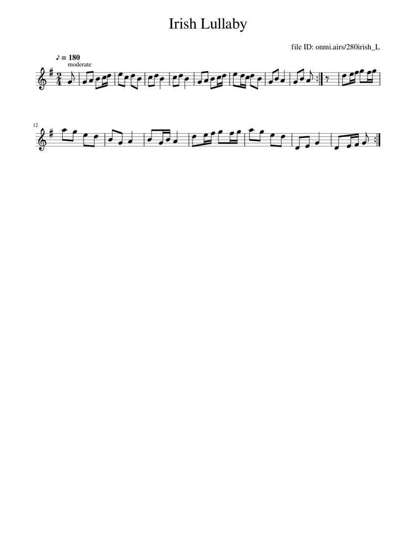 Irish Lullaby Sheet music for Piano (Solo) Easy | Musescore.com