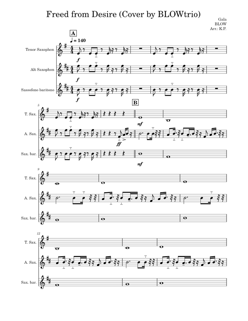 Freed from desire – Gala Sheet music for Saxophone alto, Saxophone ...