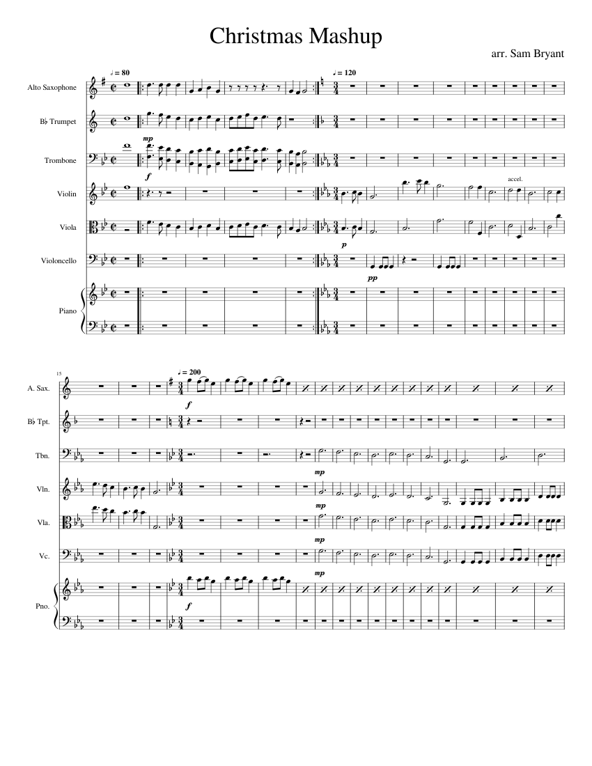 Christmas Mashup Sheet music for Piano, Trombone, Saxophone alto ...