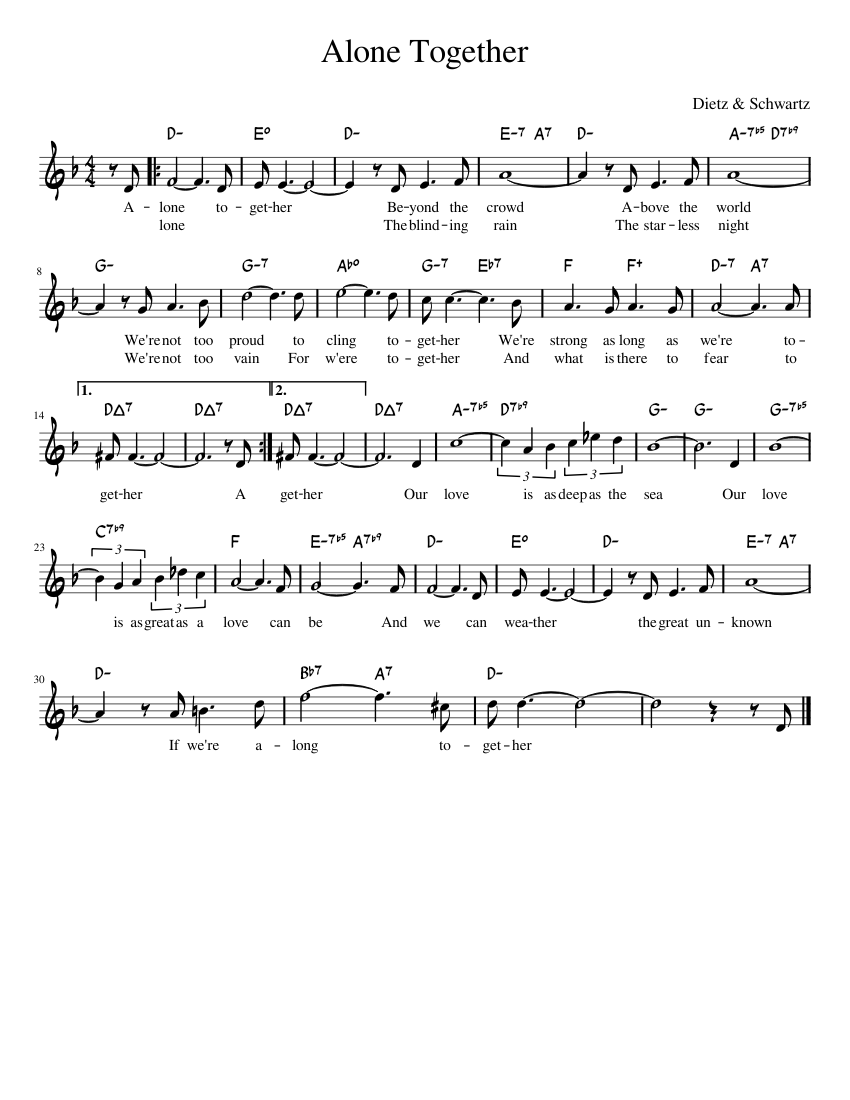 Alone Together Sheet music for Piano (Solo) Easy | Musescore.com