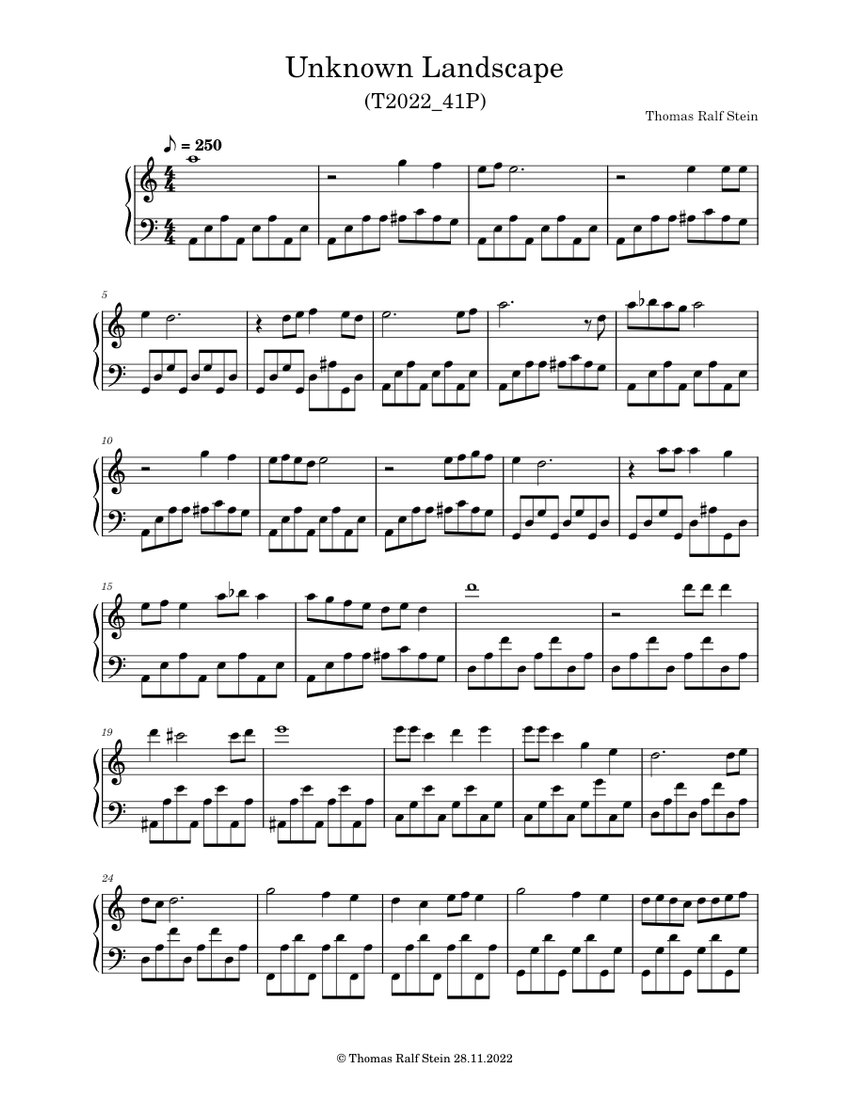 Unknown Landscape (Piano Version) Sheet music for Piano (Solo ...