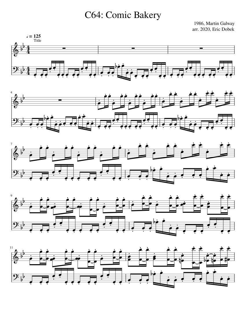 C64: Comic Bakery Sheet Music for Piano (Solo) | MuseScore.com