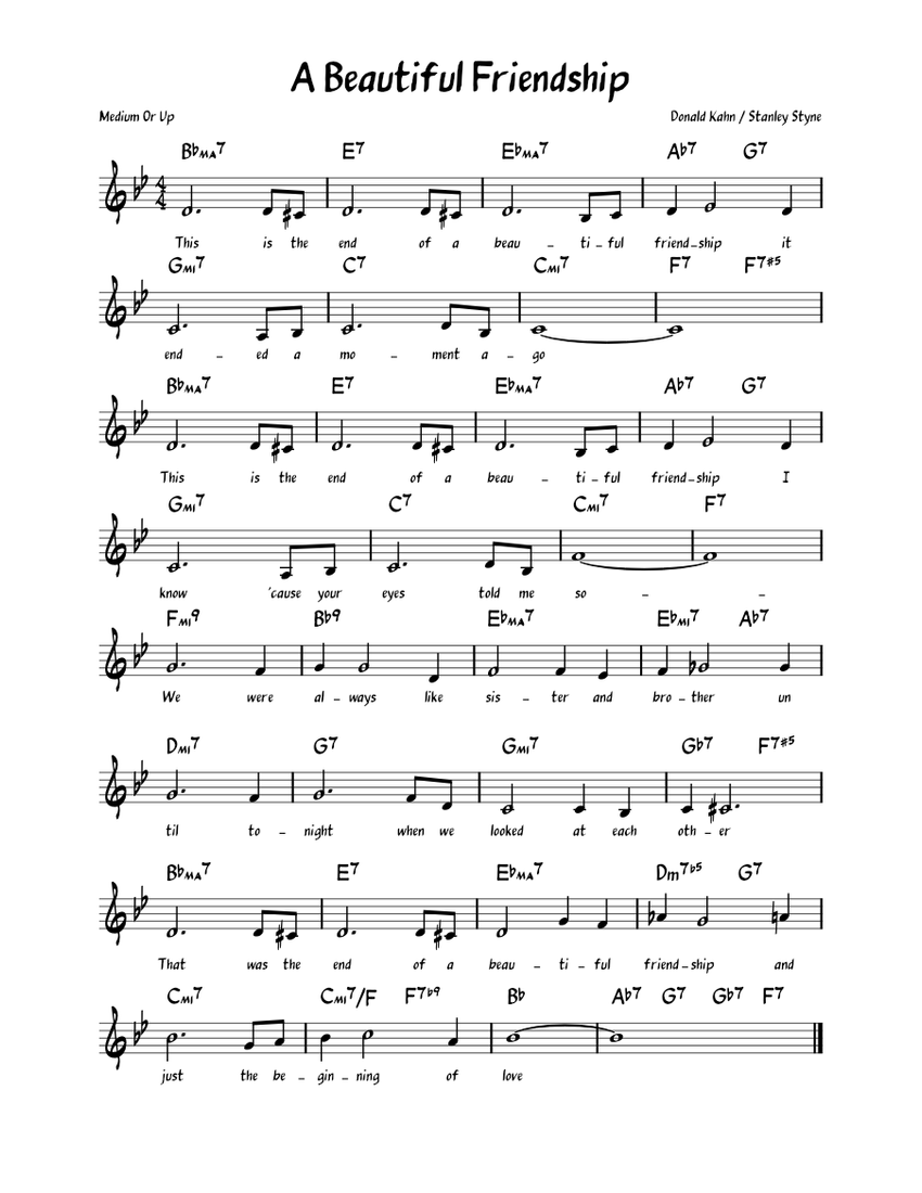 A Beautiful Friendship – Donald Kahn Sheet music for Piano (Solo ...