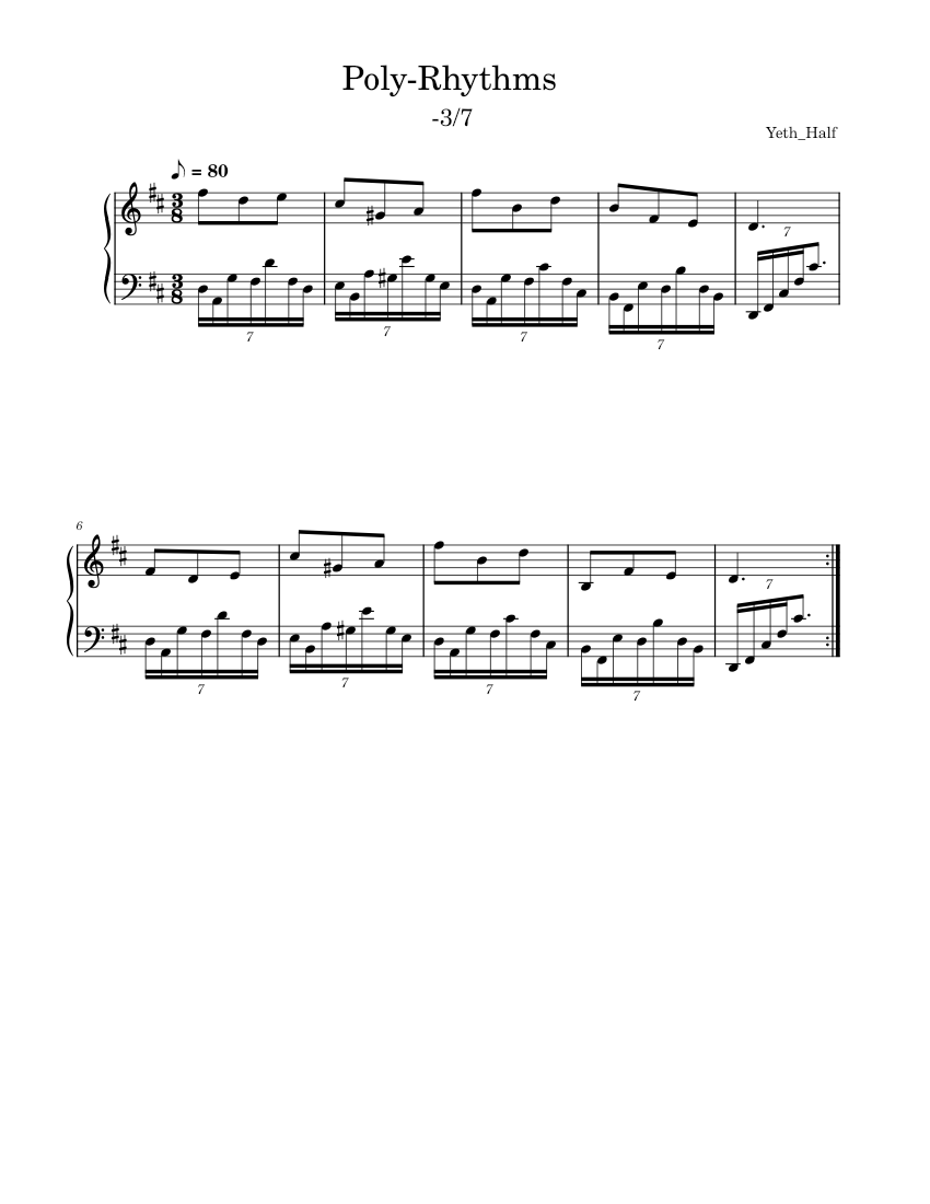 Poly-Rhythms: 3/7 Sheet music for Piano (Solo) Easy | Musescore.com