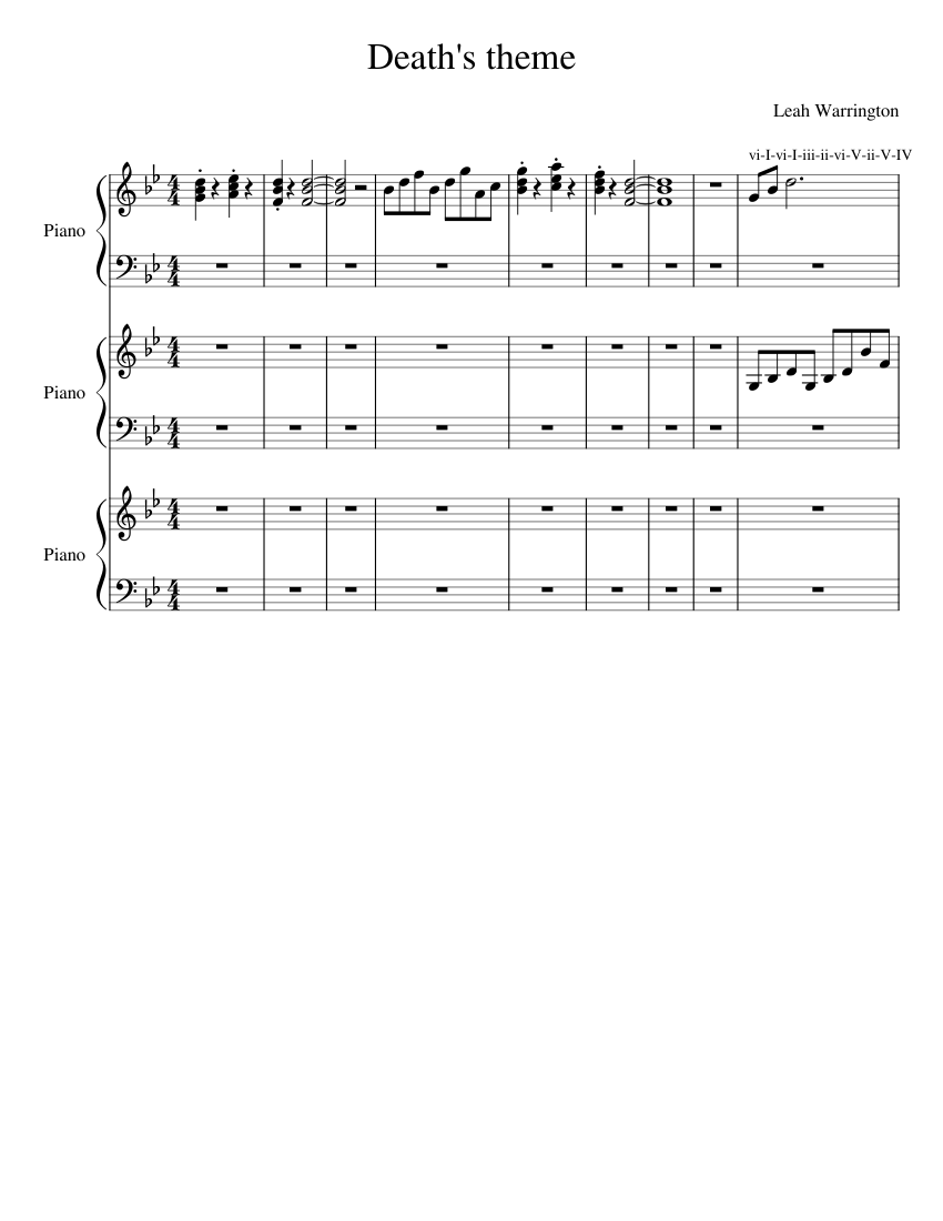 Death's theme Version2 Sheet music for Piano (Mixed Trio) | Musescore.com