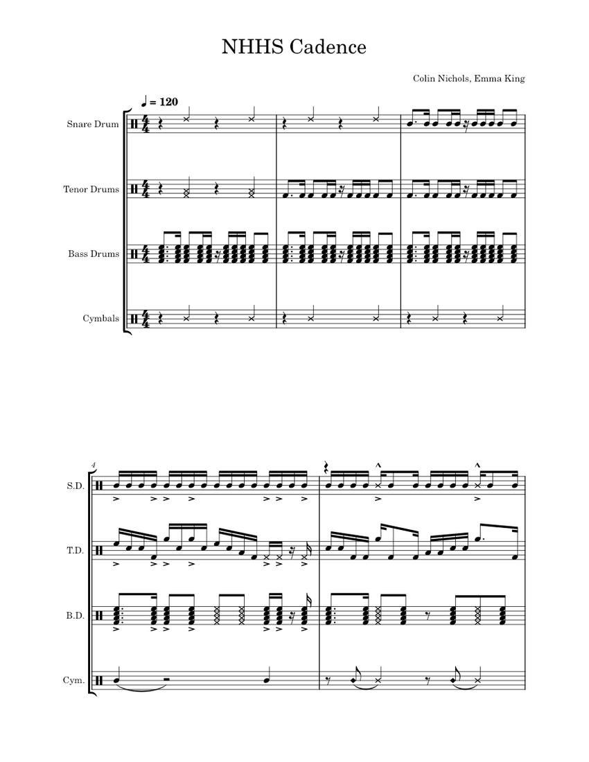 NHHS Cadence 2022 - Colin Nichols & Emma King Sheet music for Snare ...