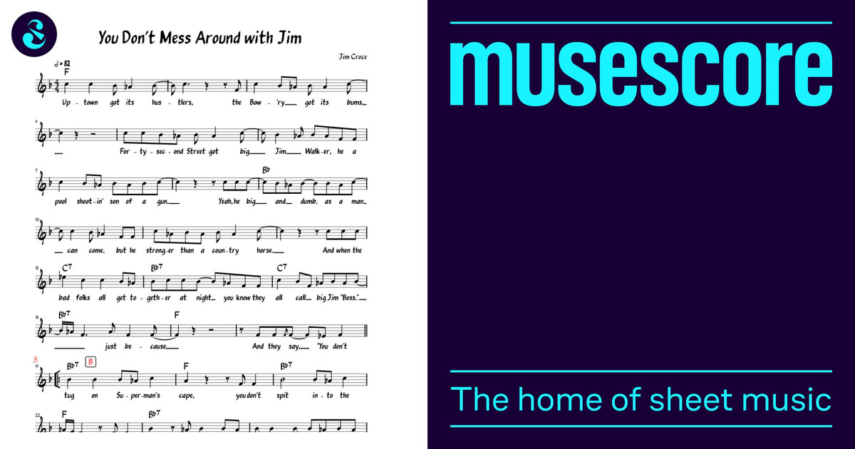 You Don't Mess Around with Jim Sheet Music with Chords for Piano (Solo ...