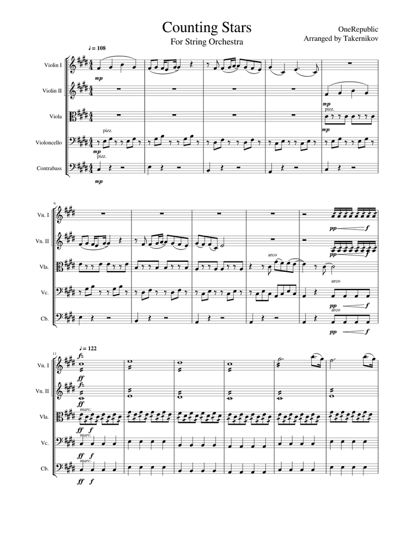 🎻Counting Stars - An arrangement for Strings Orchestra Sheet music for ...