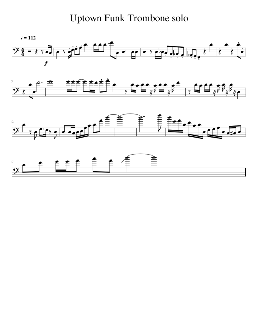 Uptown Funk Trombone solo Sheet Music for Trombone (Solo) | MuseScore.com
