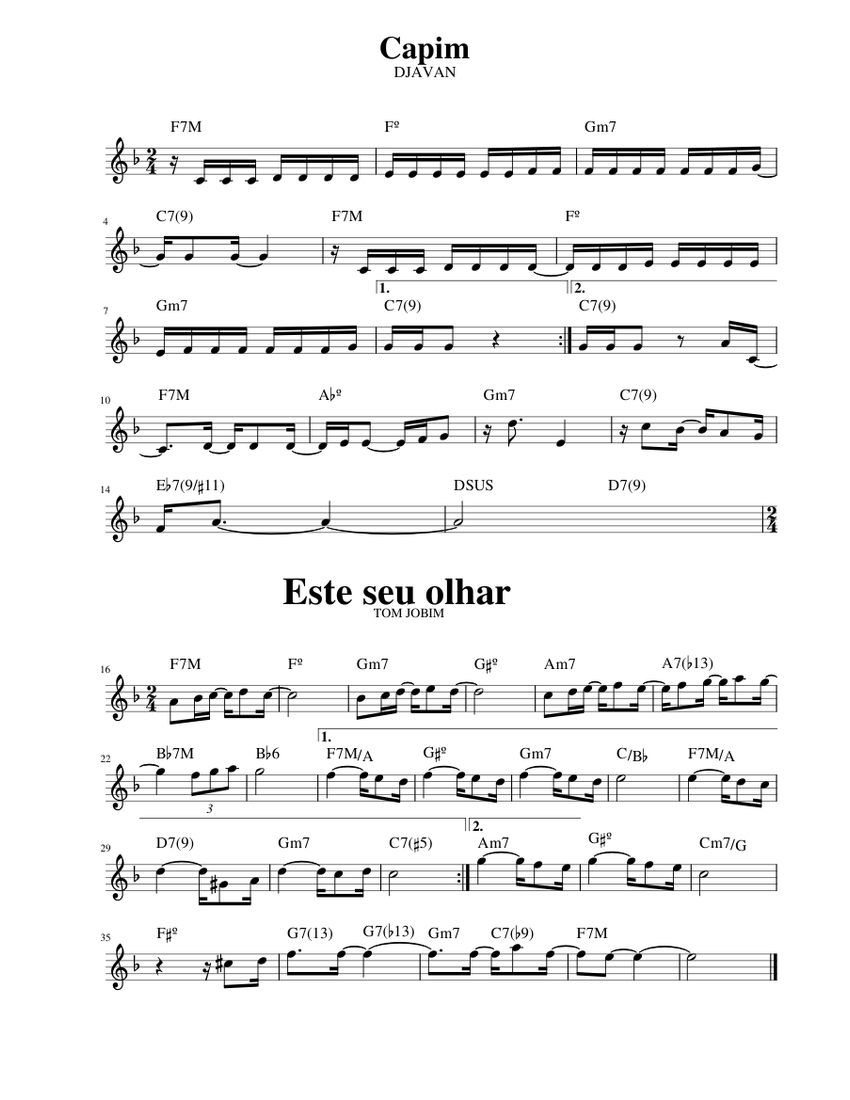 Capim_DJAVAN Sheet music for Piano (Solo) | Musescore.com
