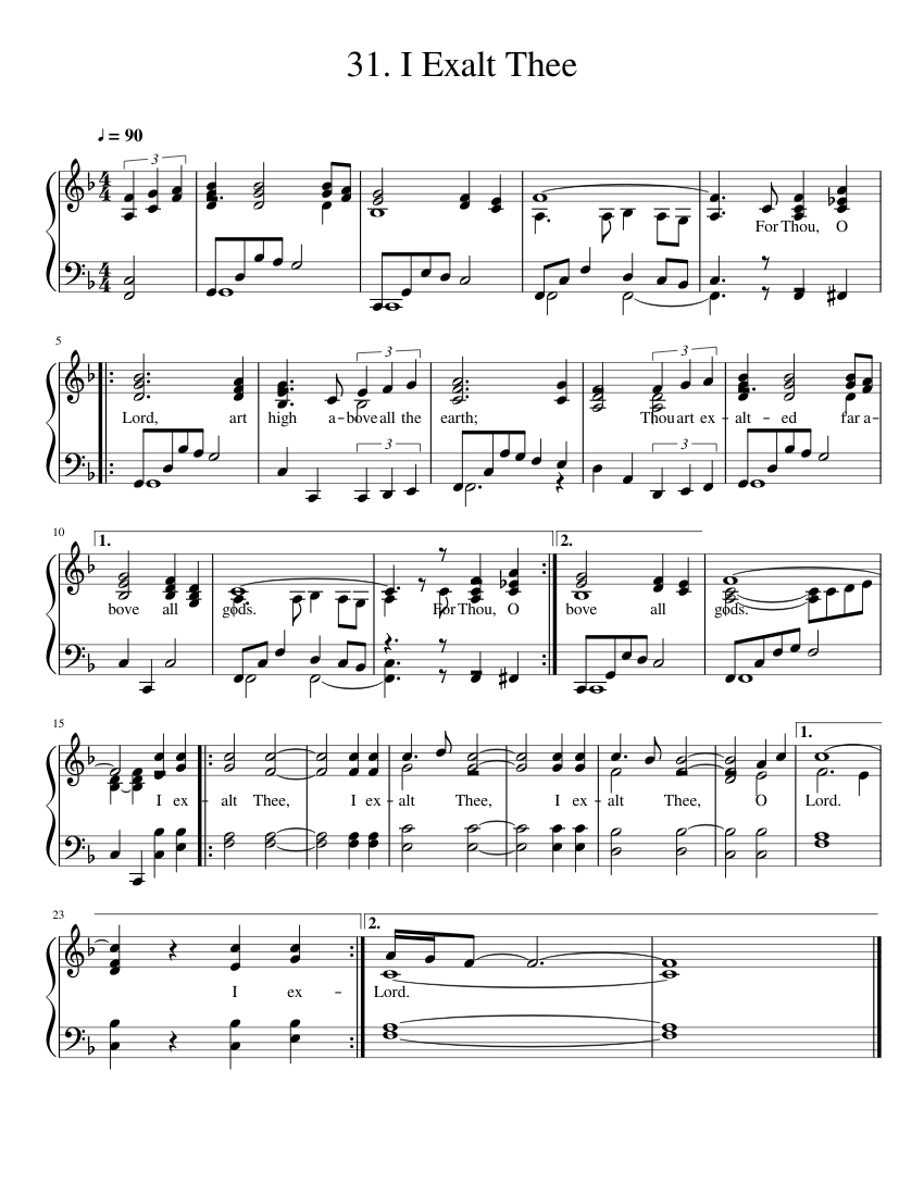 31. I Exalt Thee Sheet Music for Piano (Solo) easy | MuseScore.com