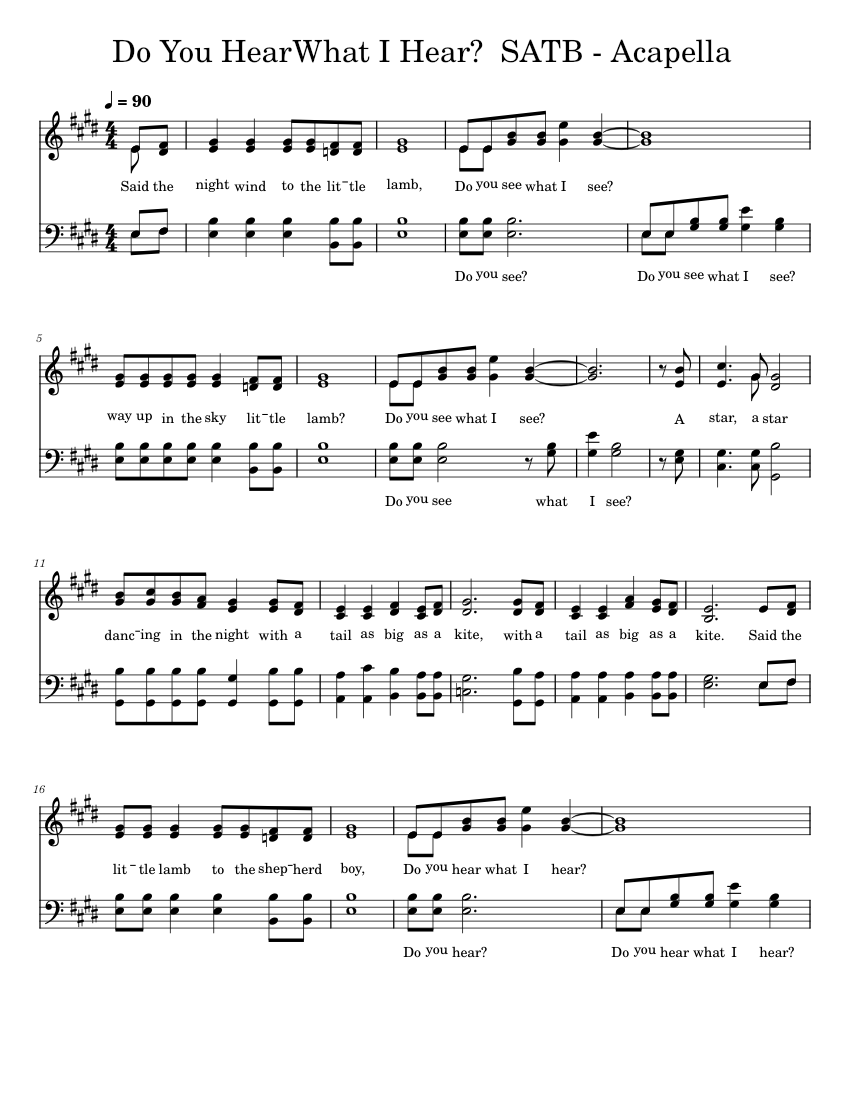 Do You Hear What I Hear - SATB Acapella Round Notes. Sheet Music for ...