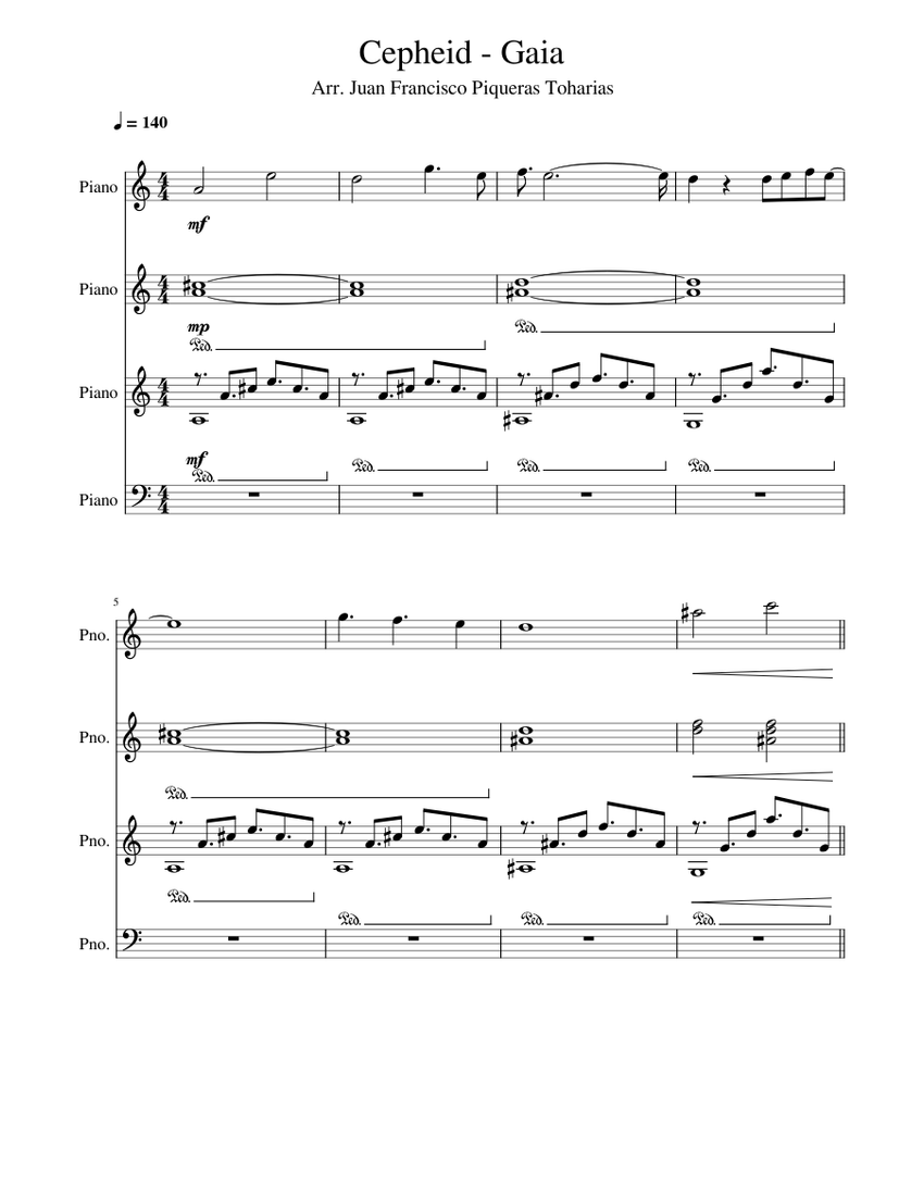 Cepheid - Gaia Sheet Music for Piano (Mixed Quartet) | MuseScore.com