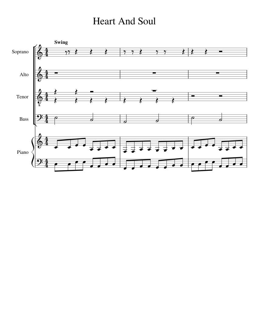 Heart And Soul Sheet Music for Piano, Soprano, Alto, Tenor & more ...