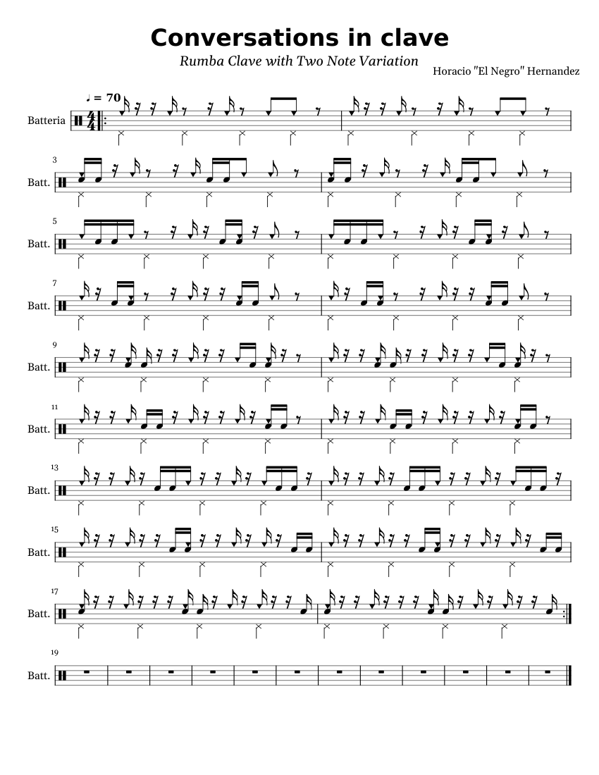 Conversations in clave 2 Note Variation Sheet music for Drum group ...