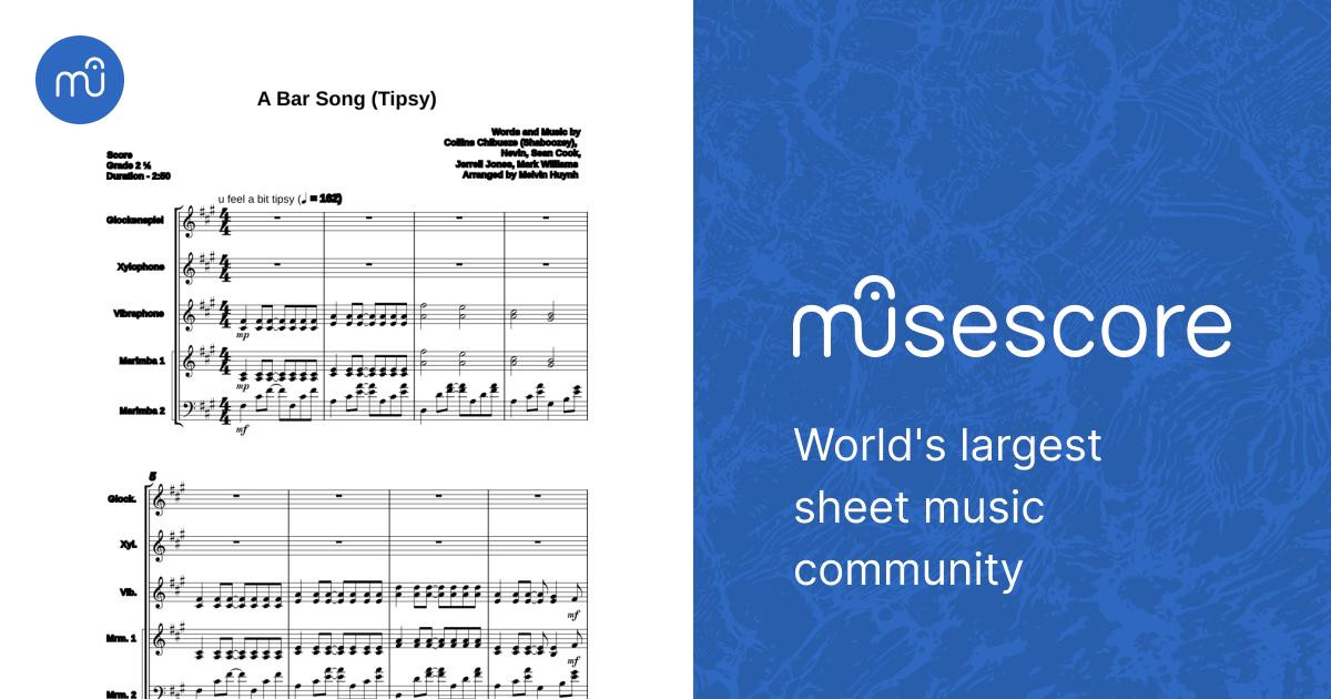 A Bar Song (Tipsy) – Shaboozey Sheet Music for Vibraphone, Glockenspiel, Marimba, Xylophone ...