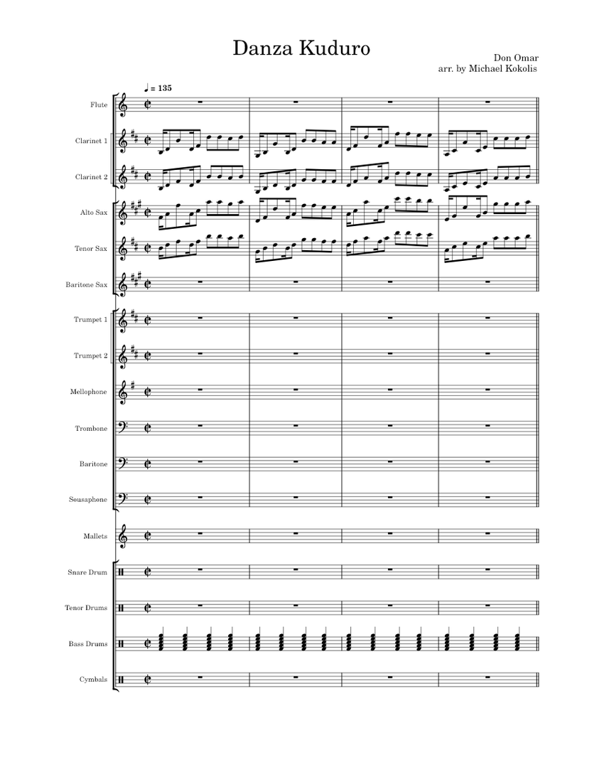 Danza Kuduro – Lucenzo And Don Omar Sheet music for Trombone, Flute ...
