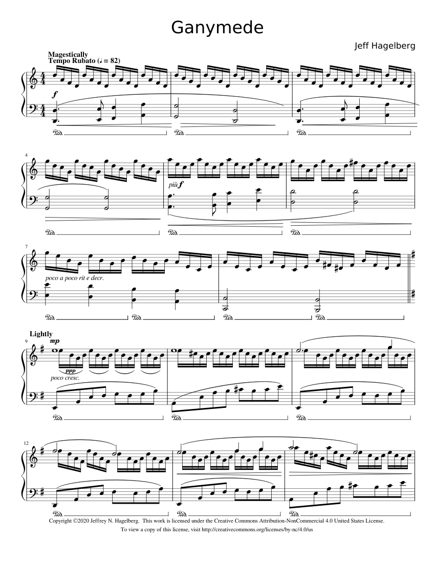Ganymede - Jeff Hagelberg Sheet Music for Piano (Solo) | MuseScore.com
