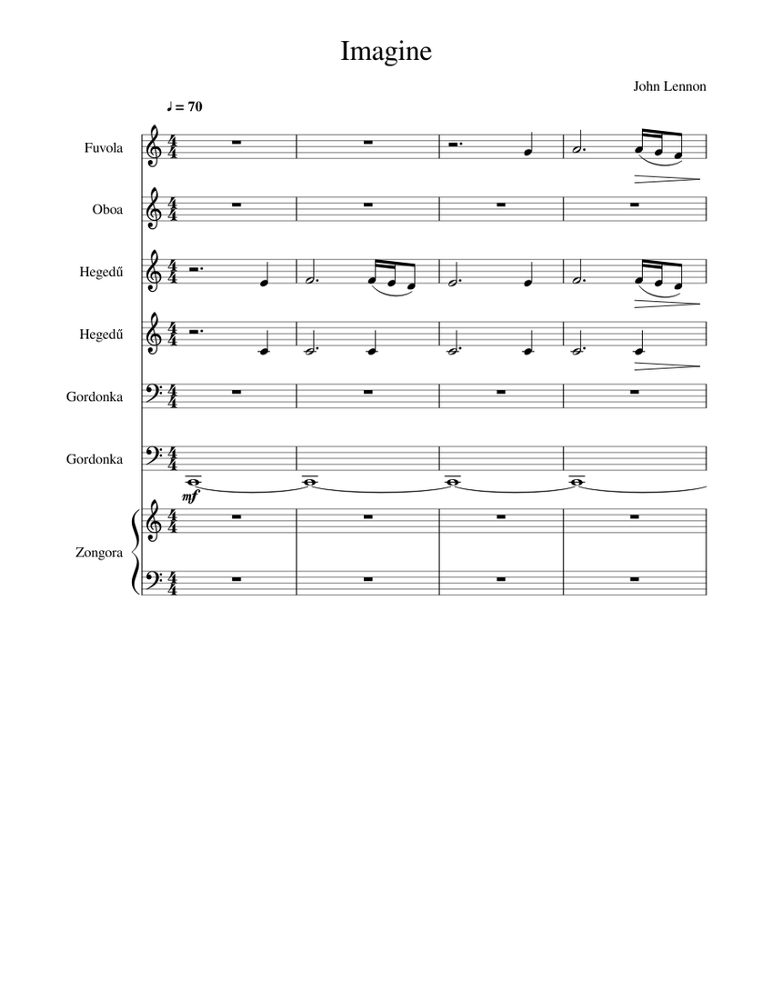 Imagine Sheet music for Piano, Flute, Oboe, Violin & more instruments ...