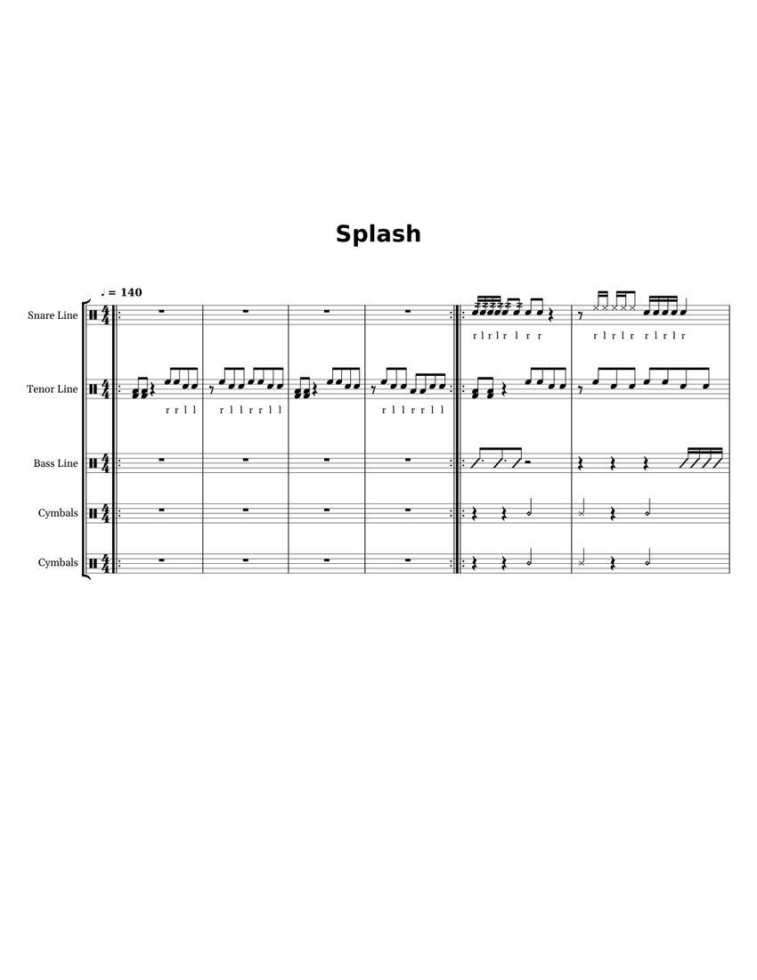 Splash - Drumline Cadence Sheet music for Crash (Mixed Duet ...