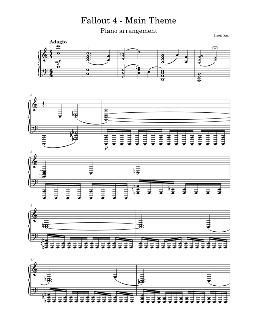 Fallout 4 Main Theme Sheet Music for Piano (Solo) | MuseScore.com