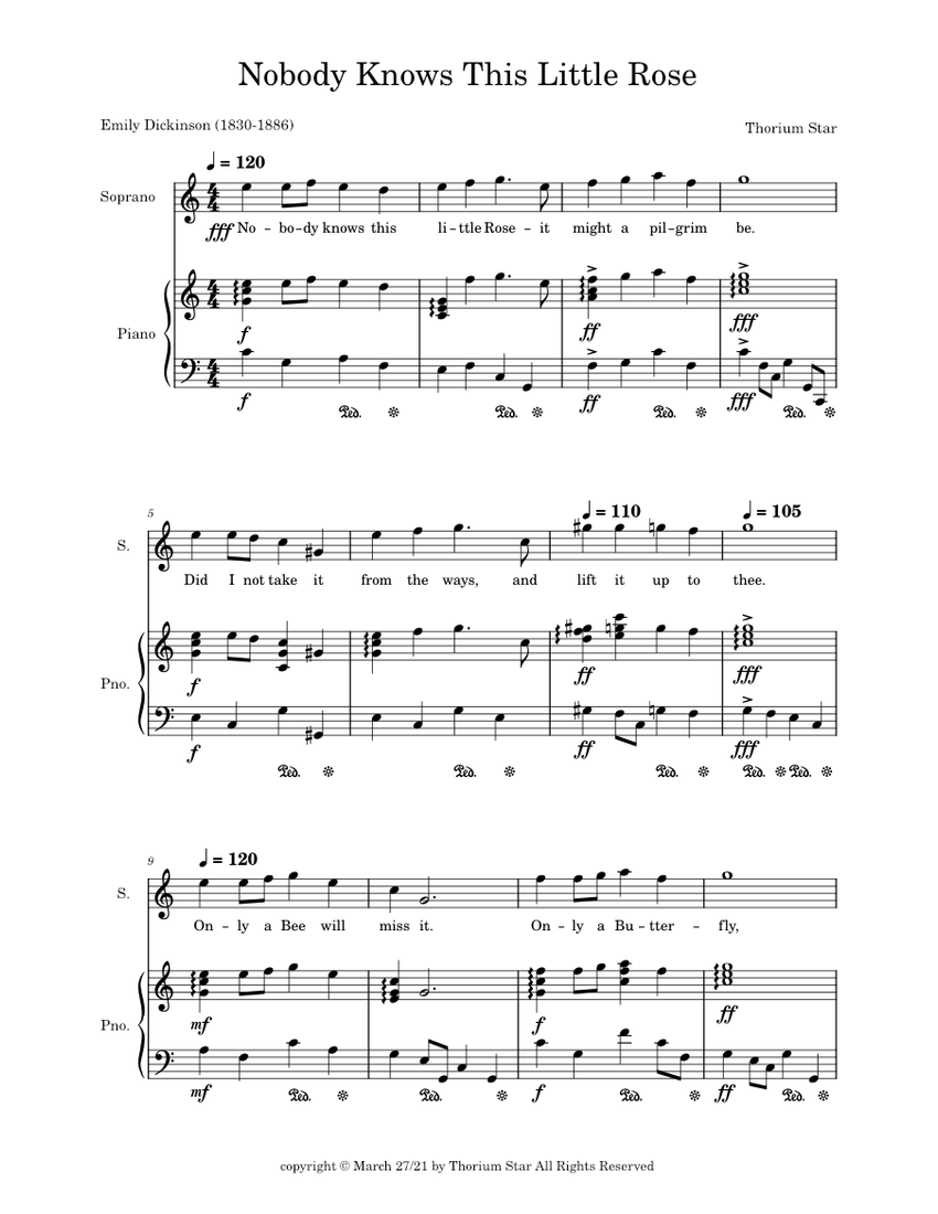 Nobody Knows This Little Rose, Words by Emily Dickinson (1830-1886 ...