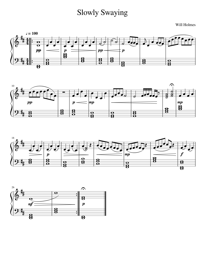 Slowly Swaying Sheet music for Piano (Solo) Easy | Musescore.com
