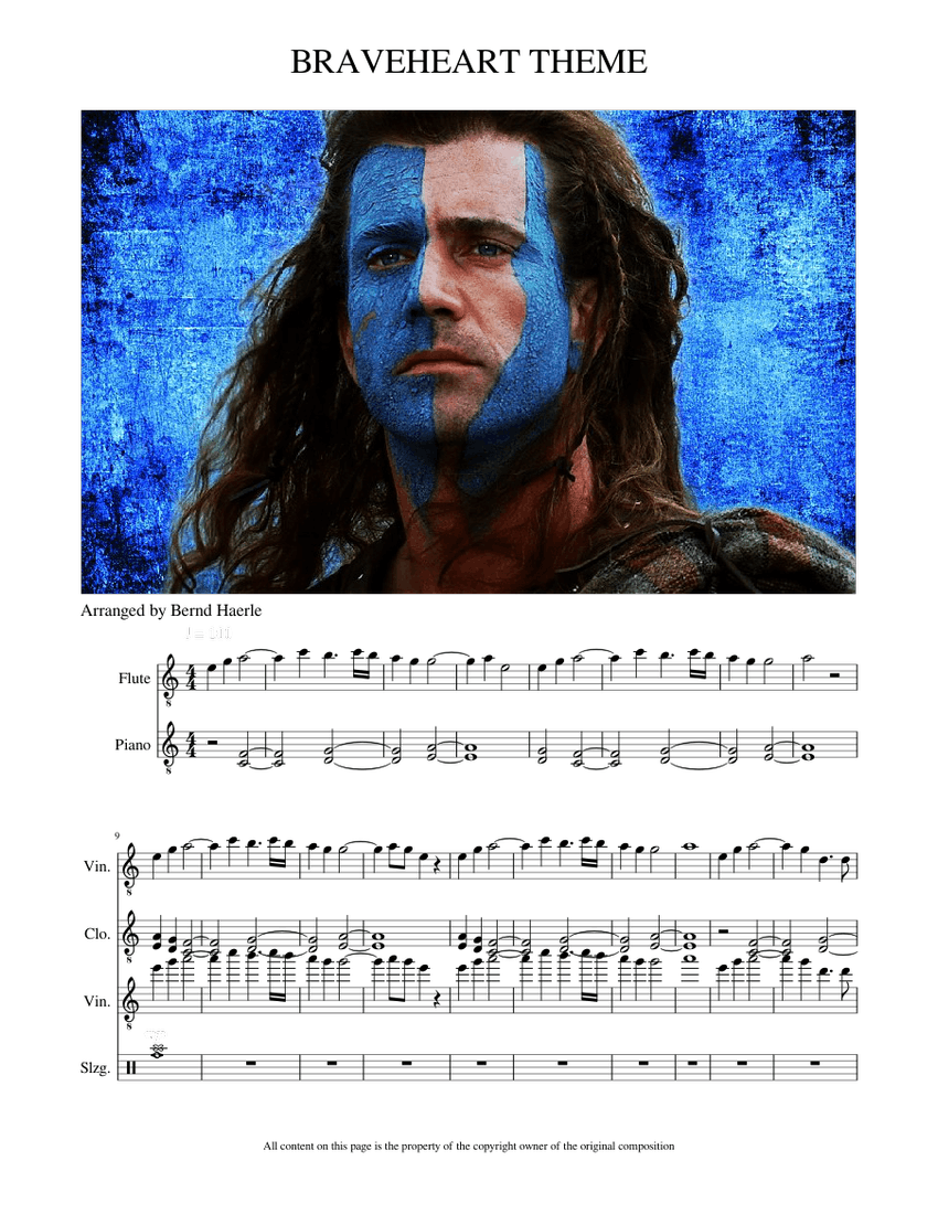 Braveheart Theme Sheet Music for Guitar, Drum group (Mixed Ensemble ...