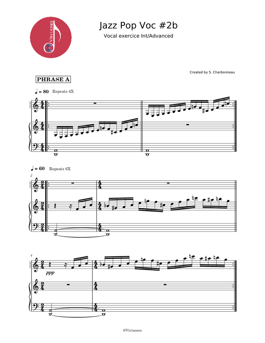 Jazz&Pop - Vocal Exercises - IntAd - 2b Sheet music for Piano (Piano ...