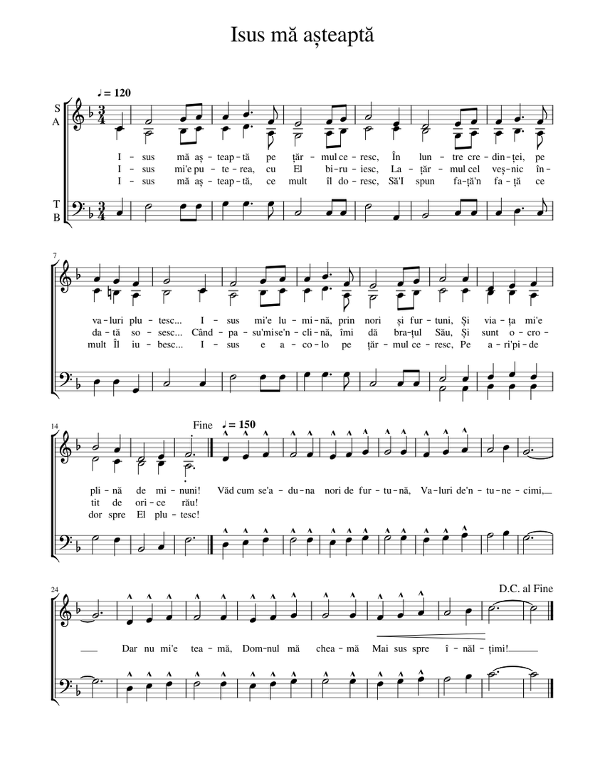 Isus mă așteaptă Sheet music for Female, Male (SATB) | Musescore.com